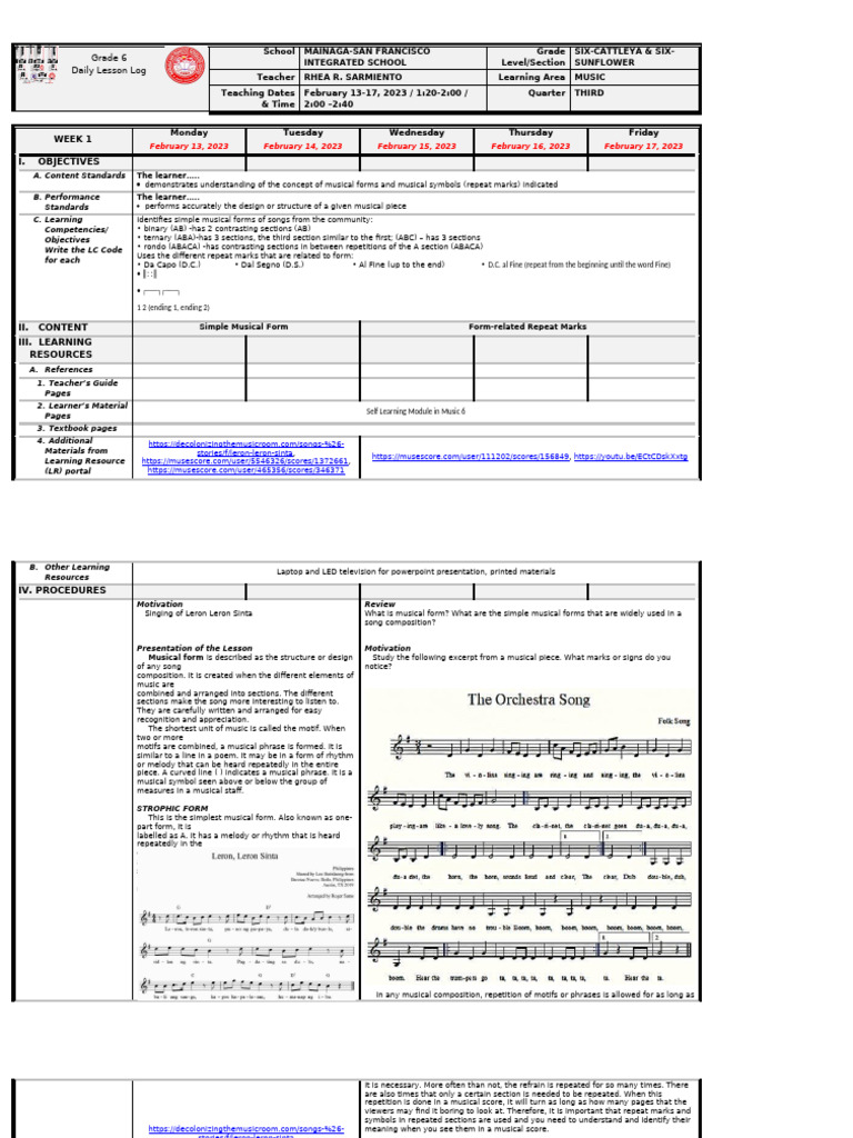 DLP-Q3-W1-Music 6 | PDF