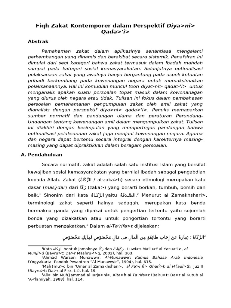 Fiqh Zakat Dalam Perspektif Diyani Qadai | PDF