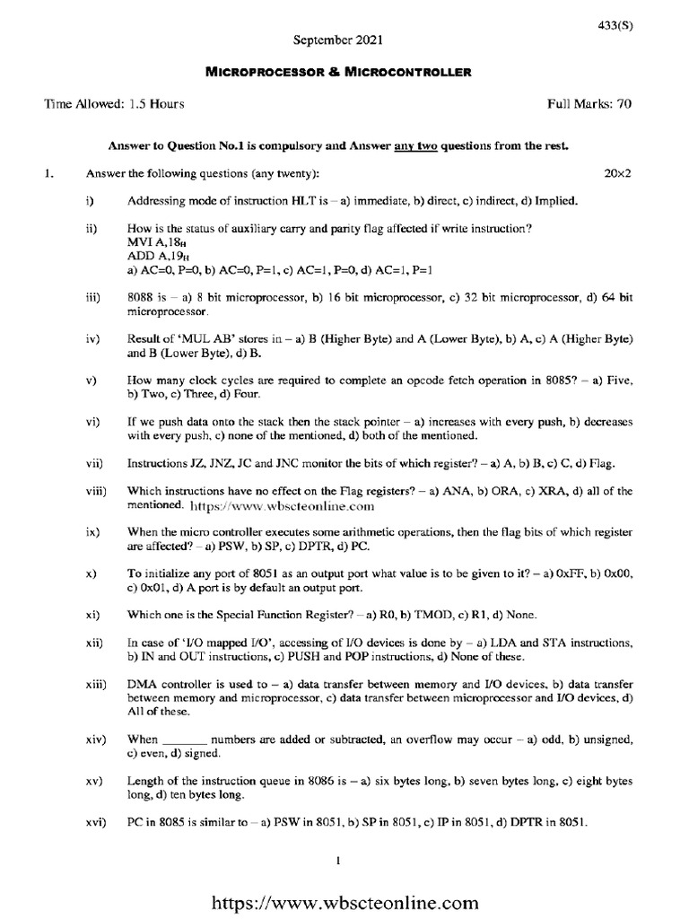 Cswt 4 Sem Microprocessor and Microcontroller 433 s Sep 2021 | PDF Cswt 4 Sem Microprocessor and Microcontroller 433 s Sep 2021 | PDF