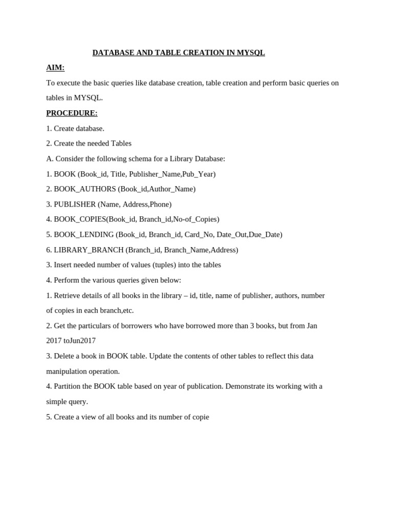 MySQL Database & Table Creation Guide | PDF | Databases | Table (Database)