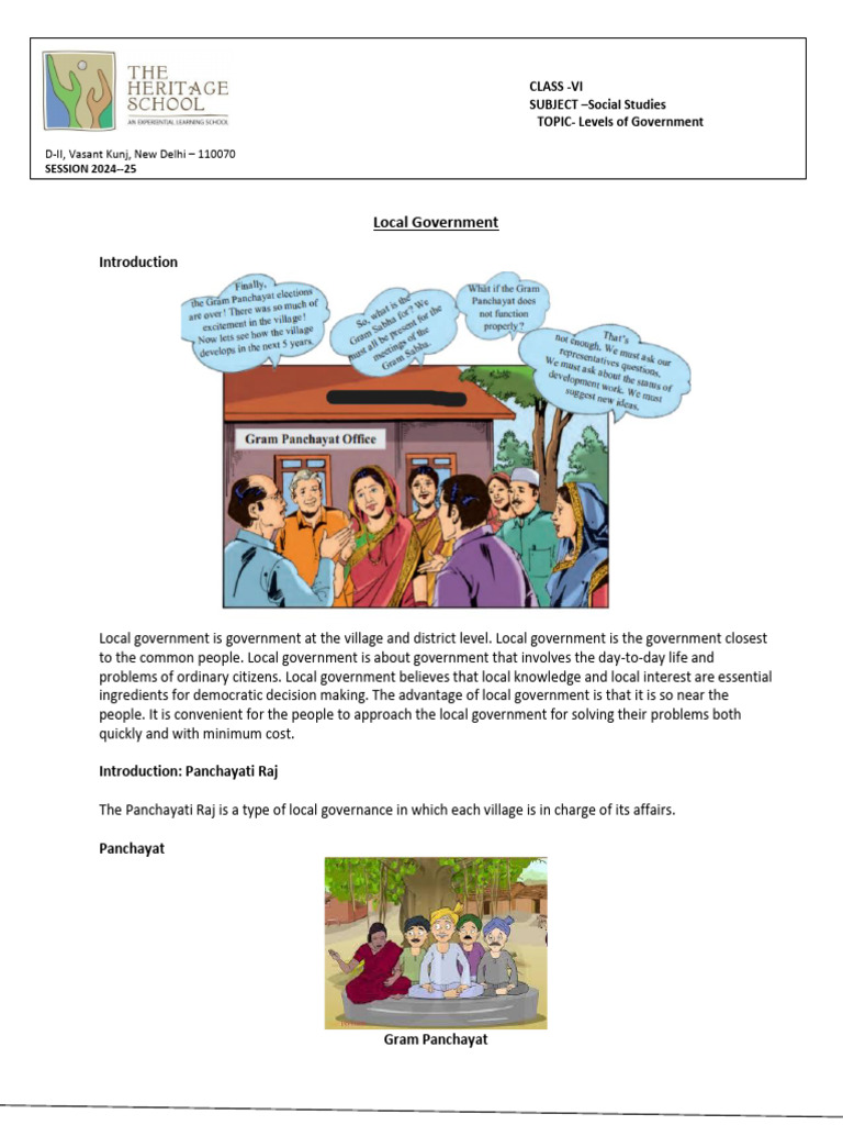 Local Government (Class 6th) | PDF