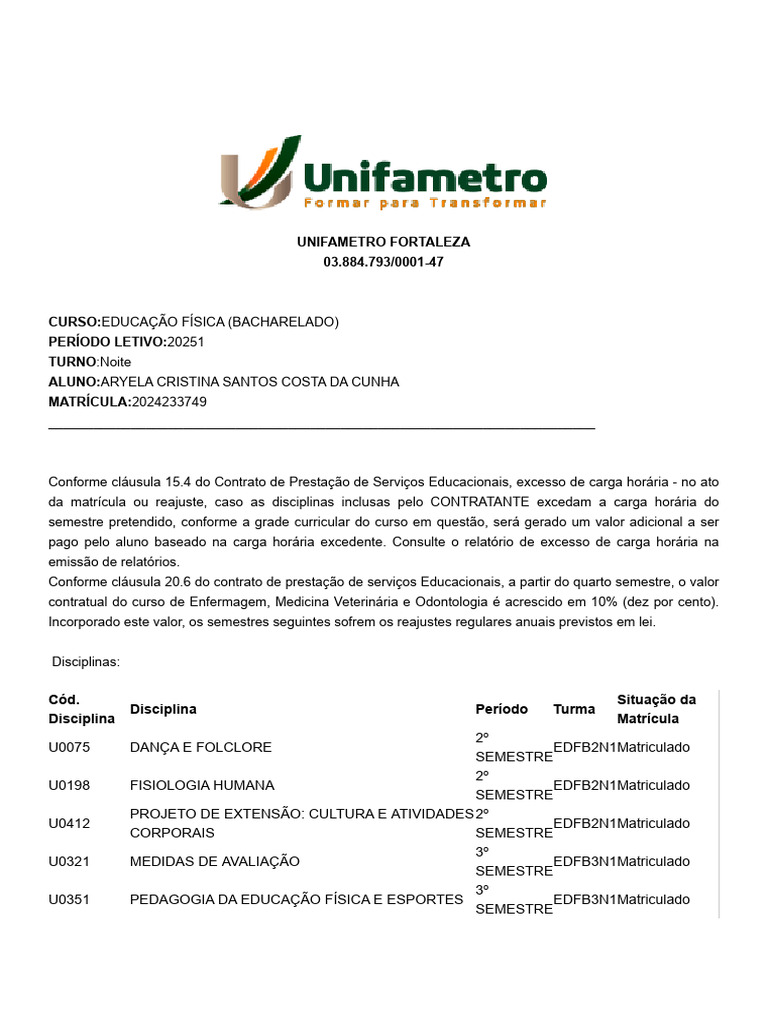 Grade de Aulas Do 2 Semestre | PDF