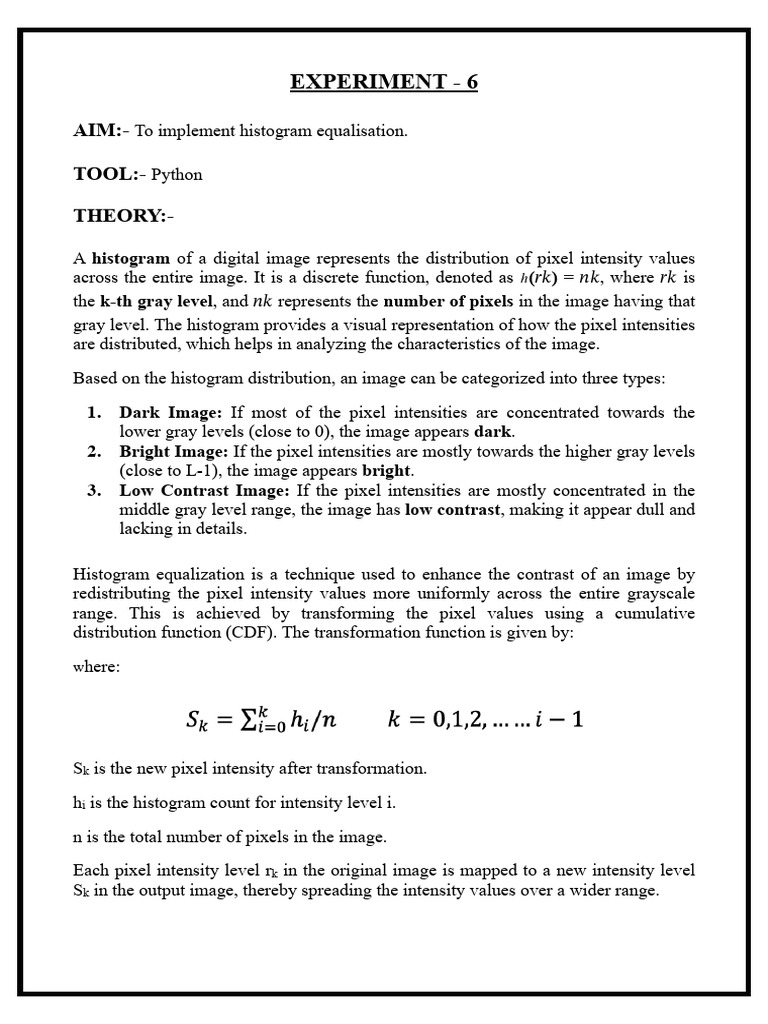 IP Experiment 6 An | PDF | Signal Processing | Imaging