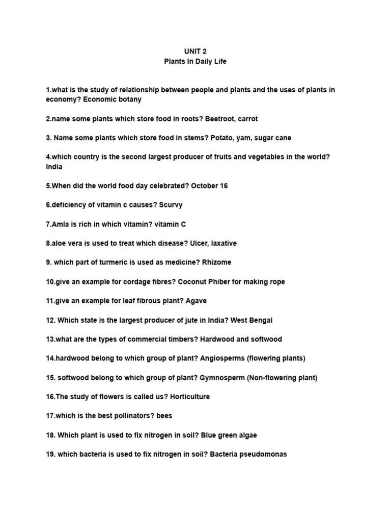 Uses of Plants in Daily Life | PDF