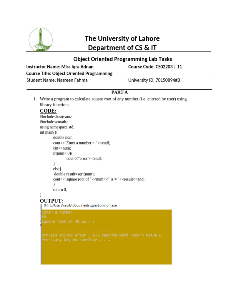 OOP Lab Exercises for Students | PDF | Namespace | Computer Programming