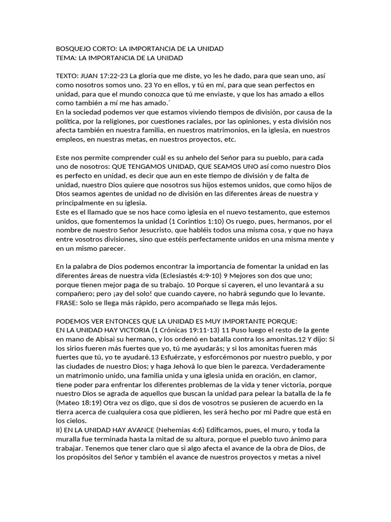 La Importancia de la Unidad | PDF | Dios | Familia