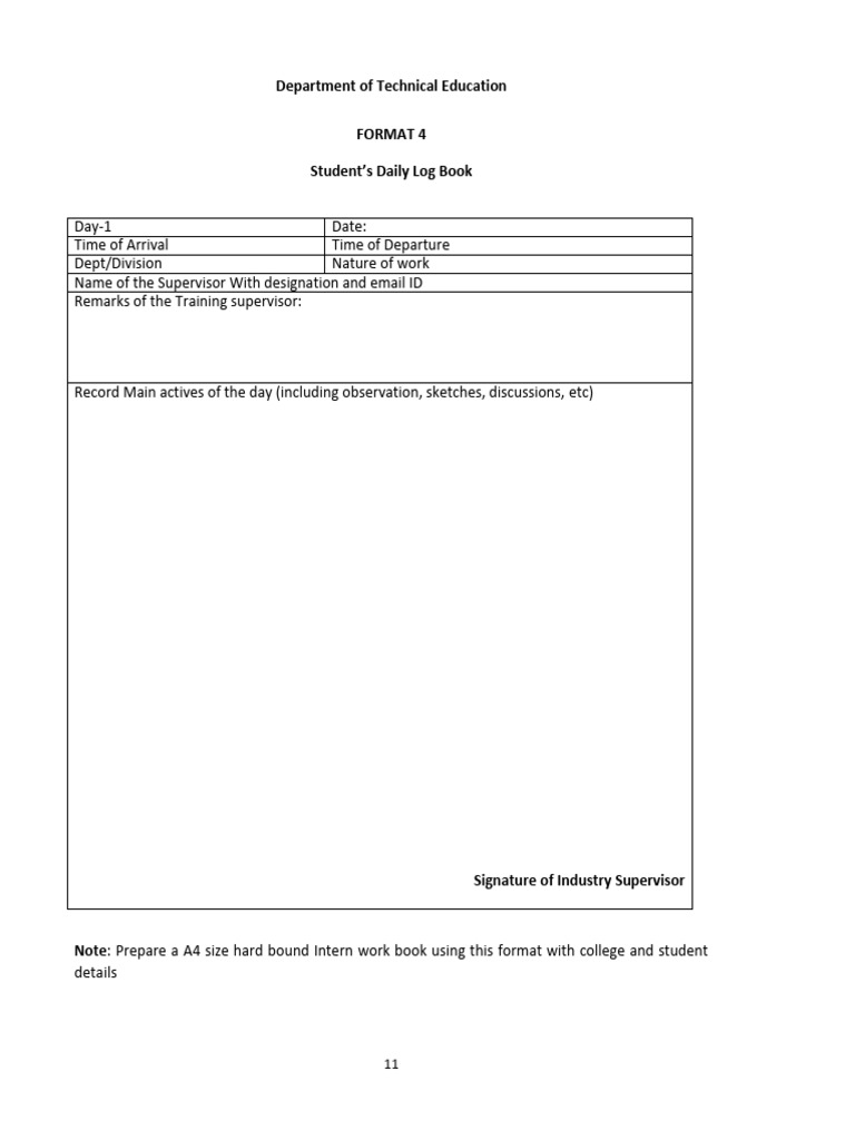 Student Daily Internship Log Book | PDF