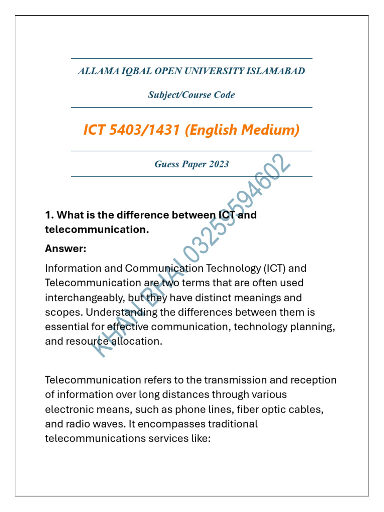 ICT 5403 Guess Paper Overview 2023 | PDF | Random Access Memory ...