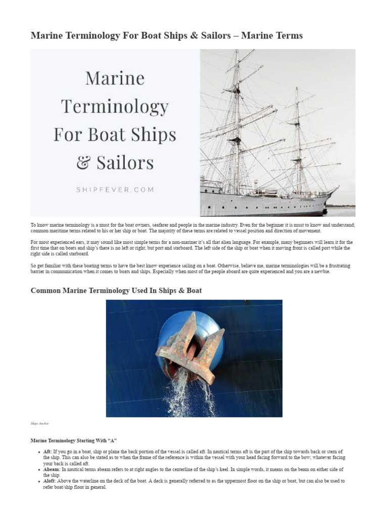 Marine Terms for Beginners | PDF | Ships | Stern