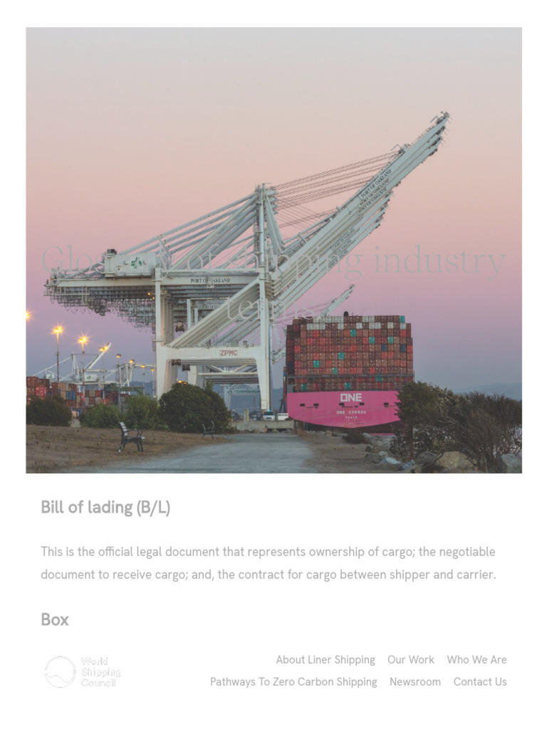 Glossary of Shipping Terms - World Shipping Council | PDF | Cargo | Containerization