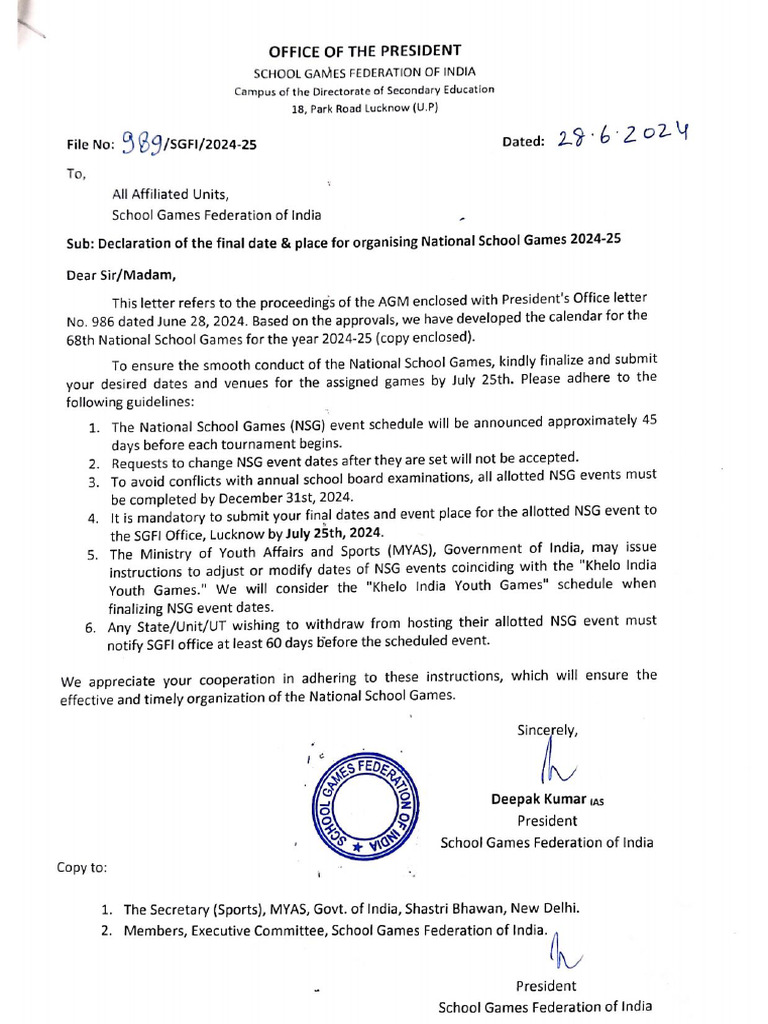 SGFI National level 2024-25 | PDF