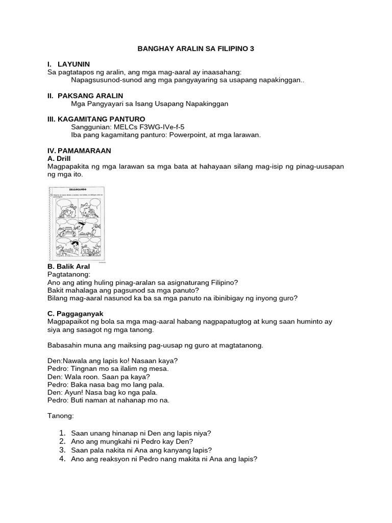 Filipino week 3 day 1 | PDF