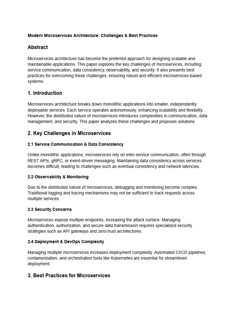 Modern Microservices Architecture - Challenges & Best Practices | PDF | Computer Engineering ...
