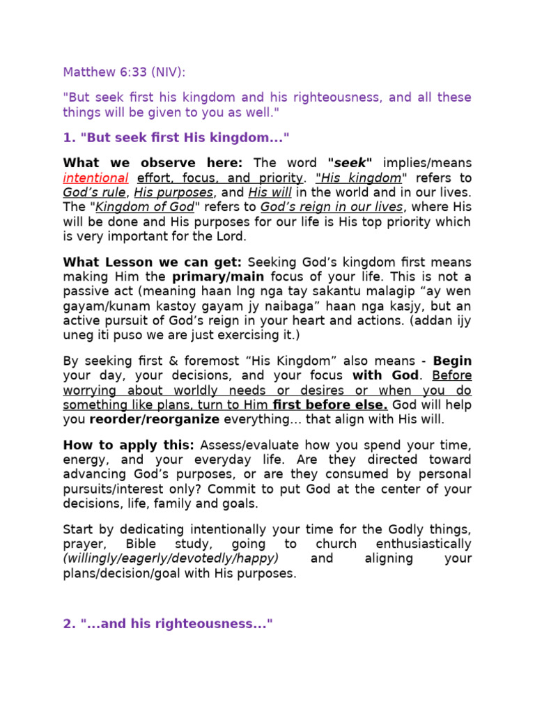 Understanding Matthew 6. | PDF | Righteousness | Religious Belief And Doctrine