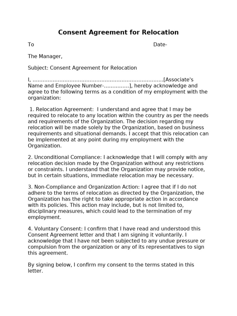 Relocation Consent Letter V1 | PDF