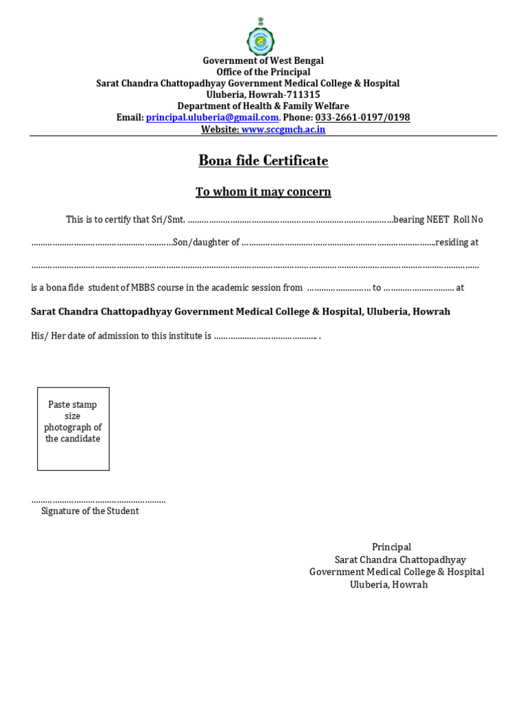 Student Bonafide Form | PDF