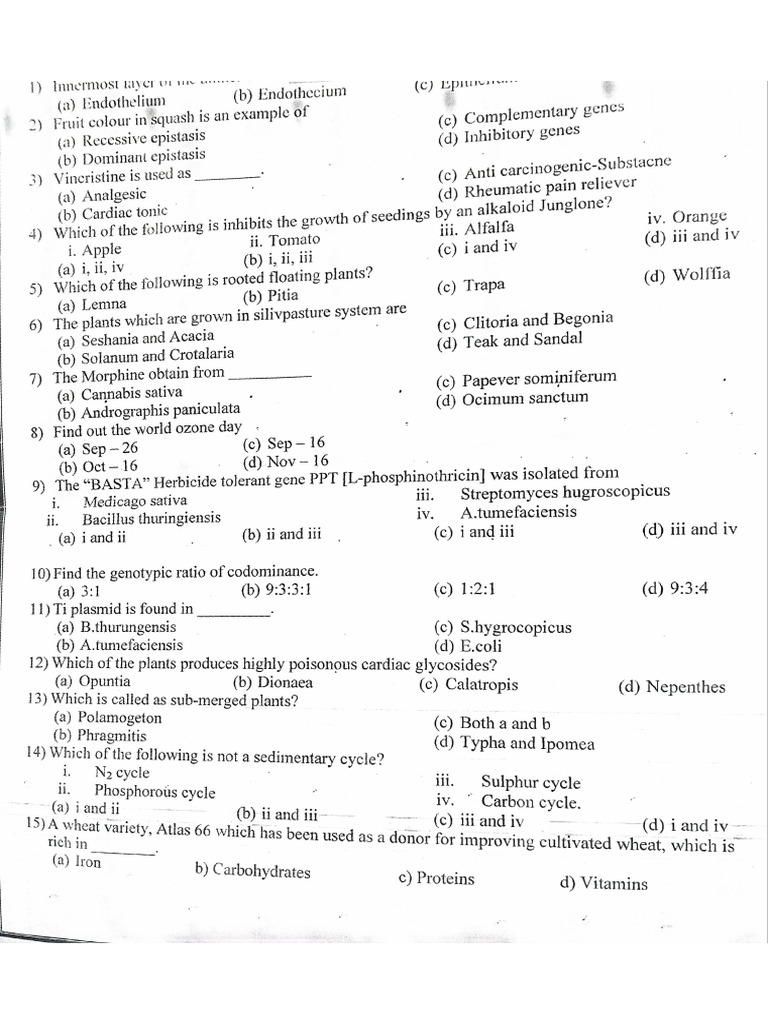 12th Pure Science Botany Question Paper 2025 | PDF