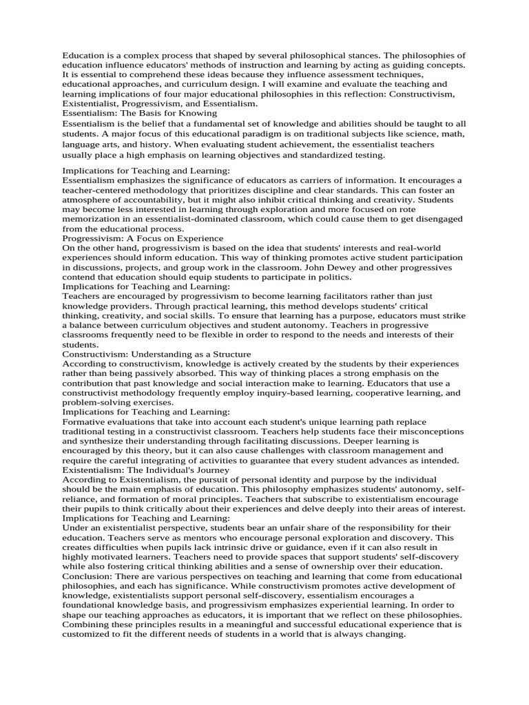 Reflection Papereduc211 | PDF | Constructivism (Philosophy Of Education) | Learning