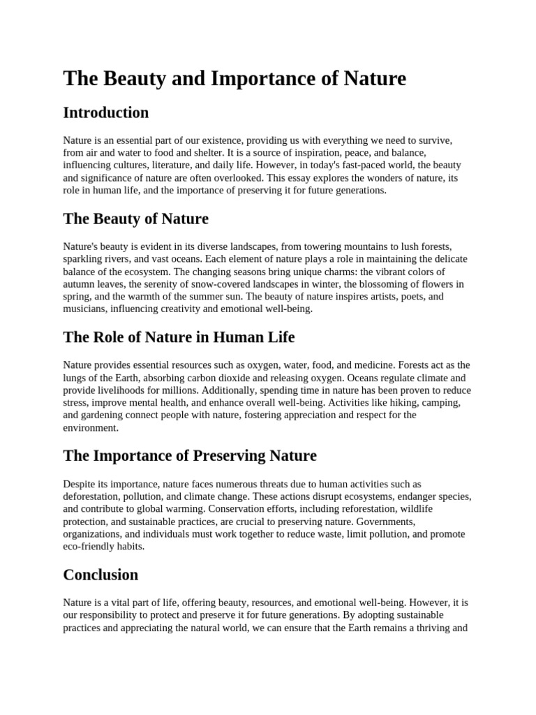 The Vital Role of Nature in Life | PDF | Nature | Climate Change