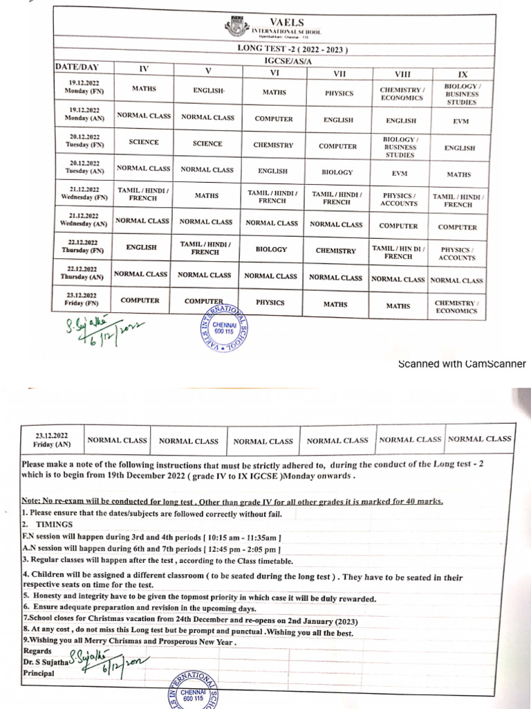 Exam Schedule | PDF