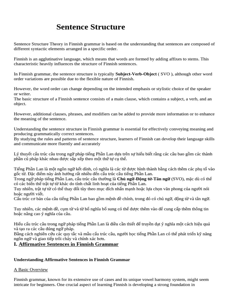 Sentence Structure | PDF | Grammatical Tense | Verb