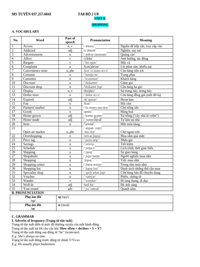 TA8 BỘ 2 U8 | PDF | Convenience Store | Online Shopping