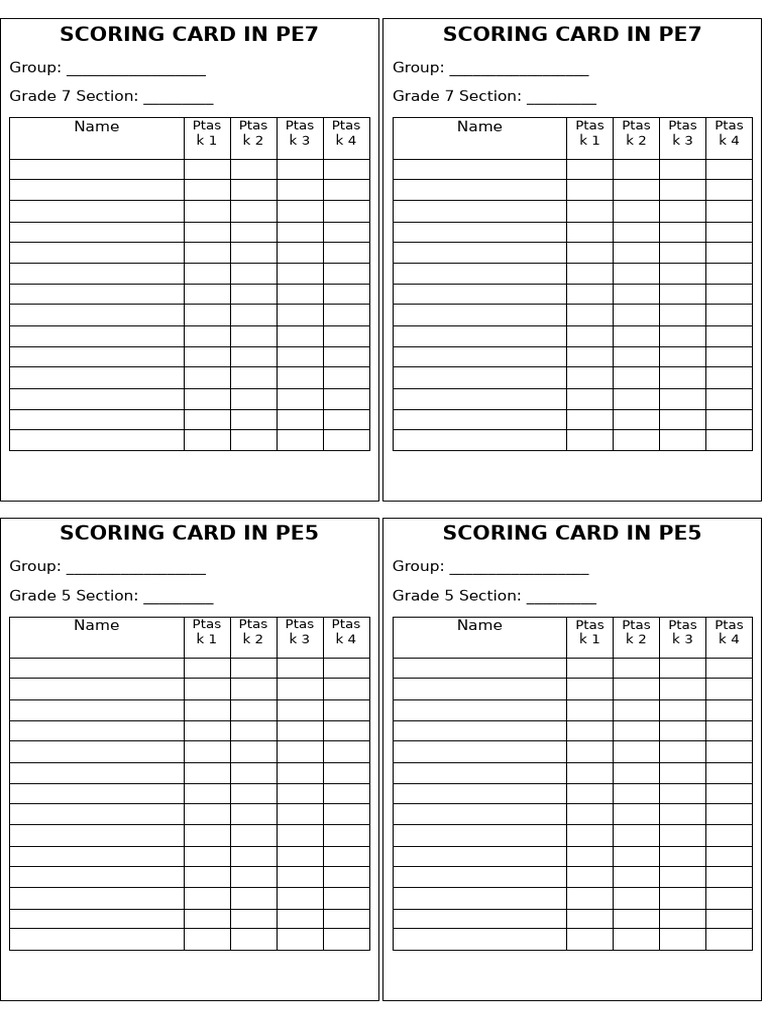 Score Card 7 | PDF