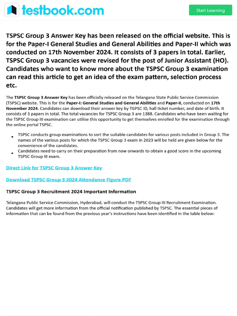 TSPSC Group 3exam Info | PDF