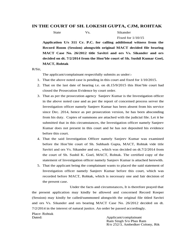 application 311 cr pc | PDF | Political Law | Separation Of Powers