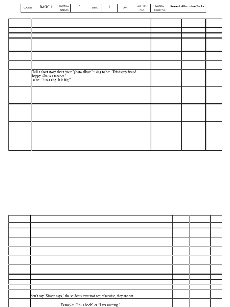 Basic 1: To Be Activities Overview | PDF | Flashcard | Vocabulary