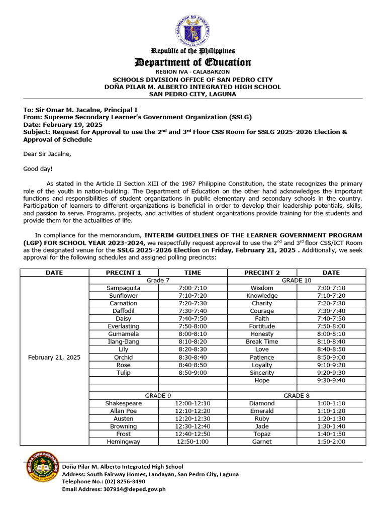 Sslg Election Venue Request 2025 2026 Pdf Gemstone Jewellery