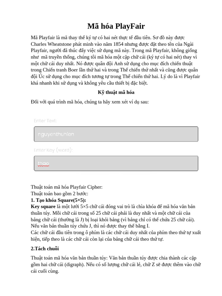 Mã Hóa PlayFair | PDF