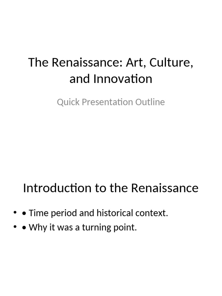 The Renaissance Art, Culture, And Innovation | PDF