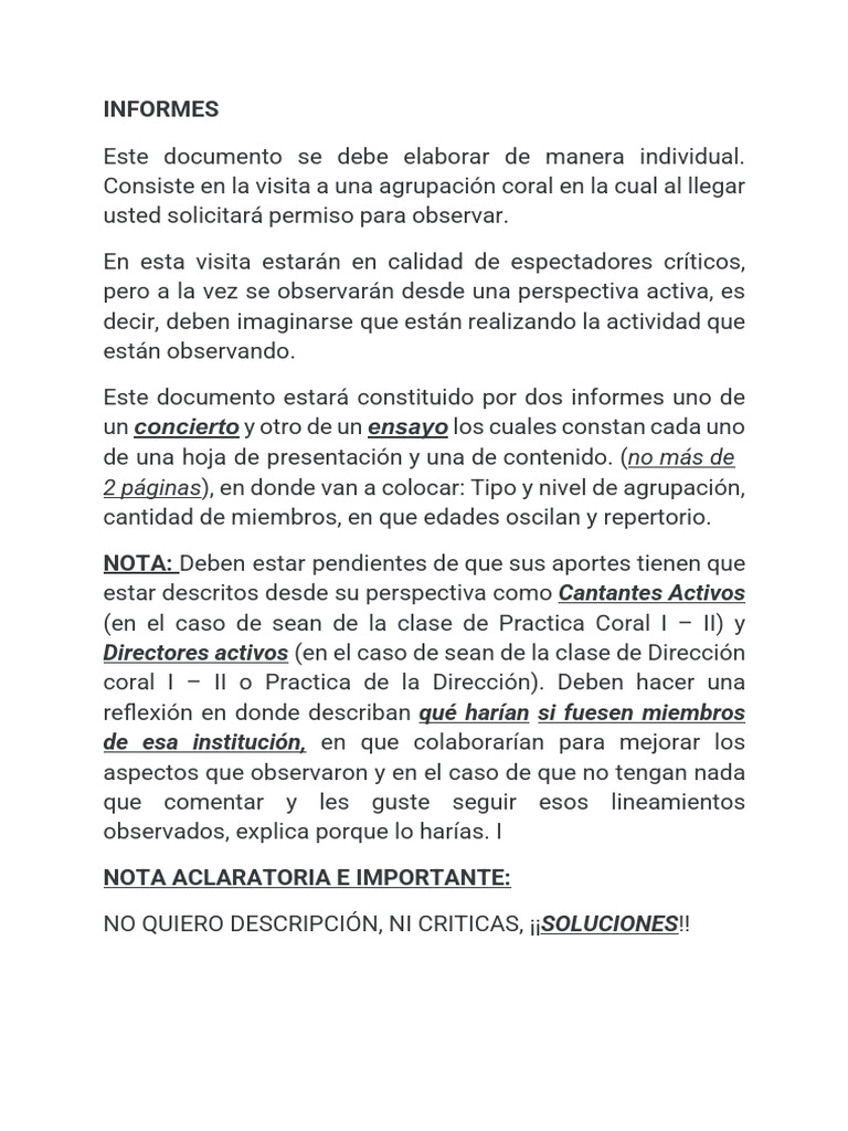 Explicacion Informes y PP (PC I - Ii - DC I - Ii) | PDF
