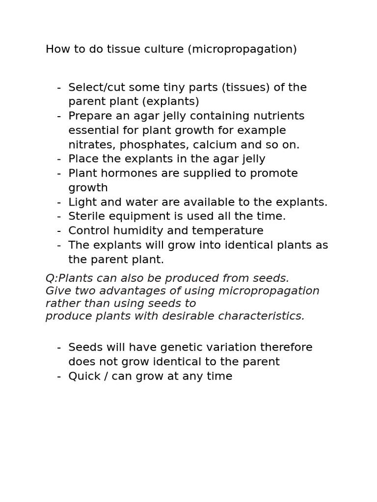 How To Do Tissue Culture | PDF | Cloning | Plasmid