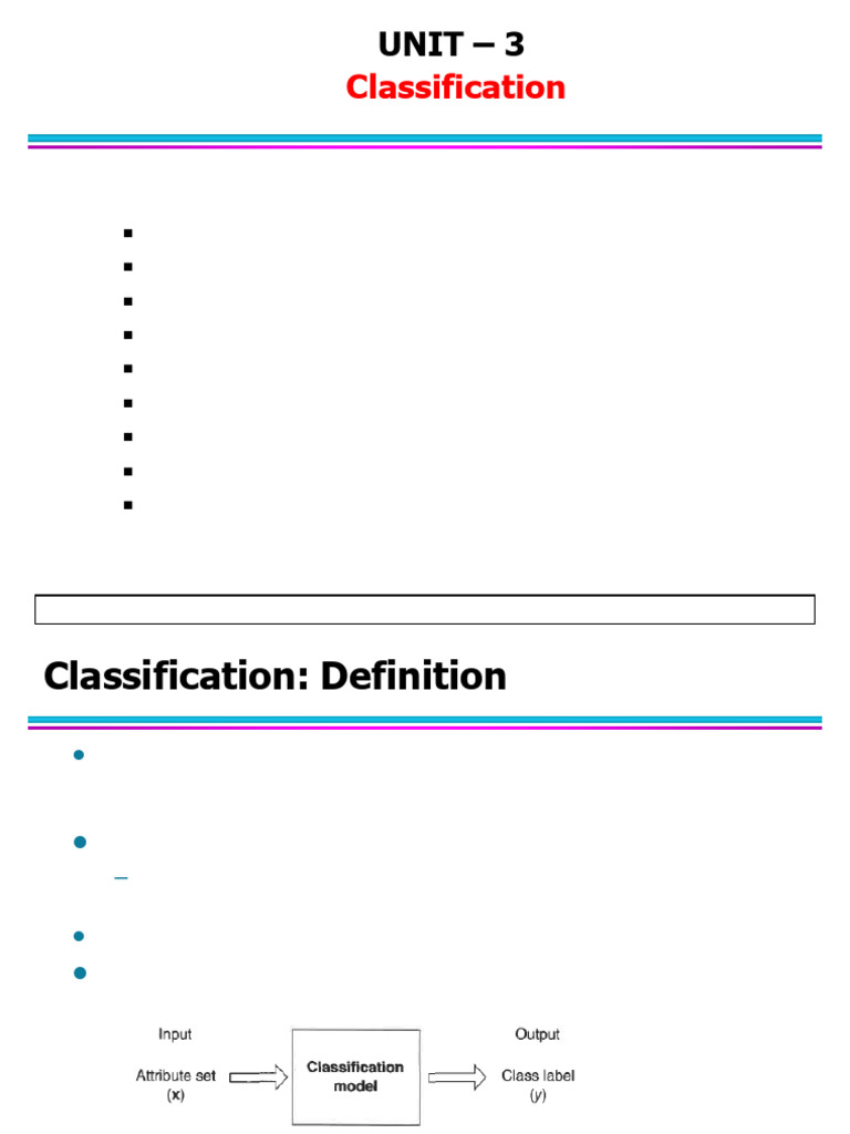 DMDW_Unit 3_Classification | PDF | Statistical Classification | Applied Mathematics