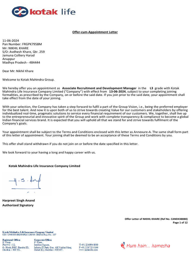 1718177640a66682ff59ec56 NIKHILKHARE Offer Letter 20240611 163731 | PDF ...