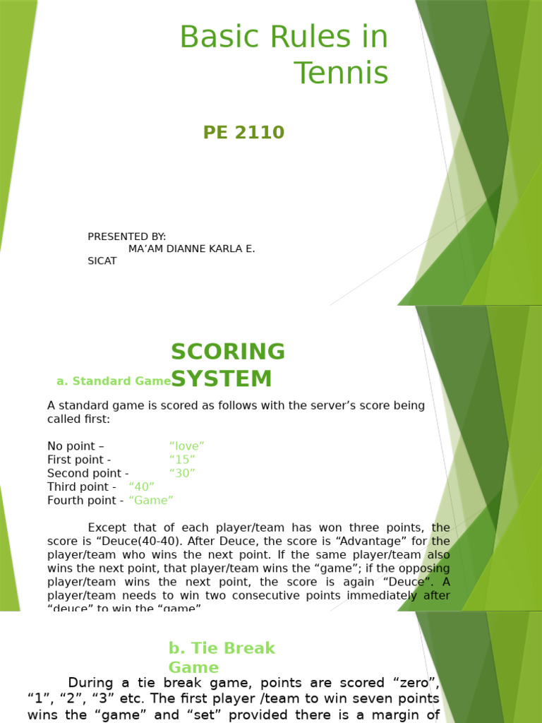 Basic Tennis Scoring Rules Explained | PDF | Team Sports | Games Of ...