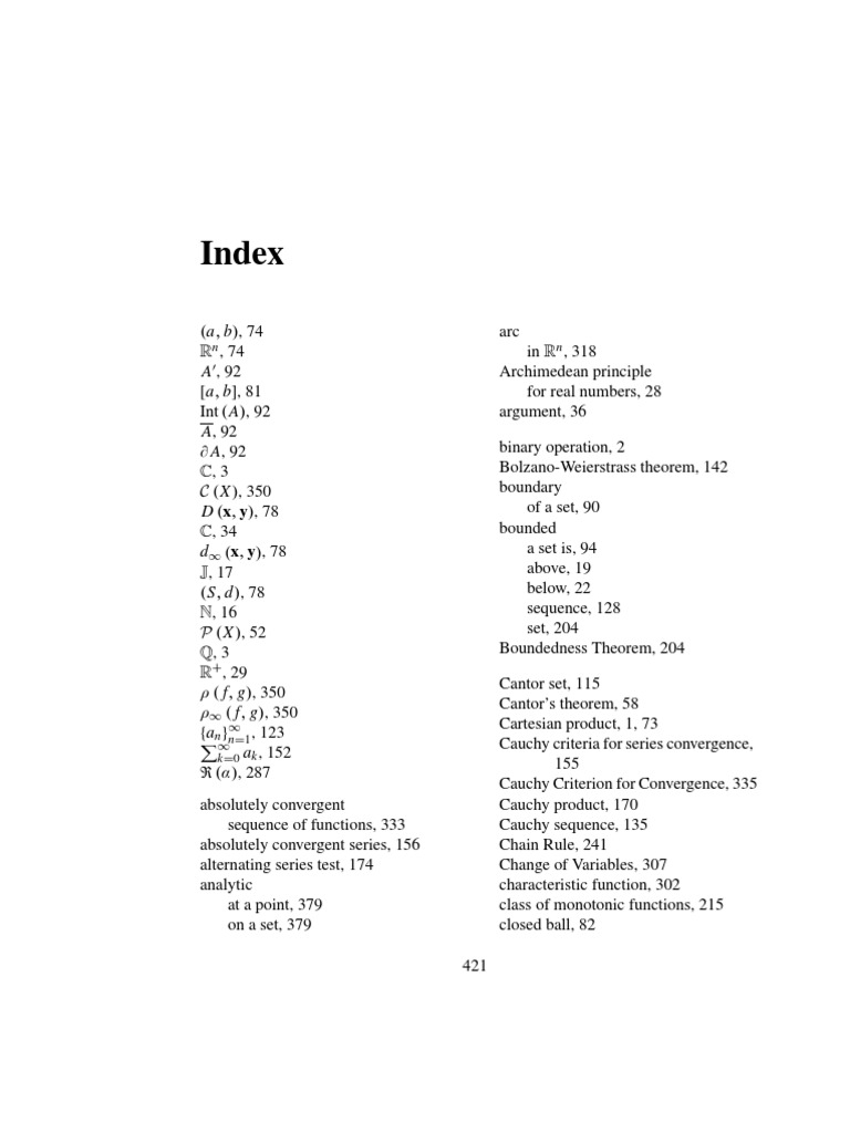 advanced_calculus_Index | Series (Mathematics) | Continuous Function