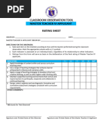 COT ECP Rating Sheet Teacher IV | PDF | Learning | Curriculum
