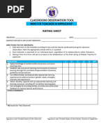 Cot-Rpms Rating Sheet For T I-III For Sy 2022-2023 | PDF | Learning ...