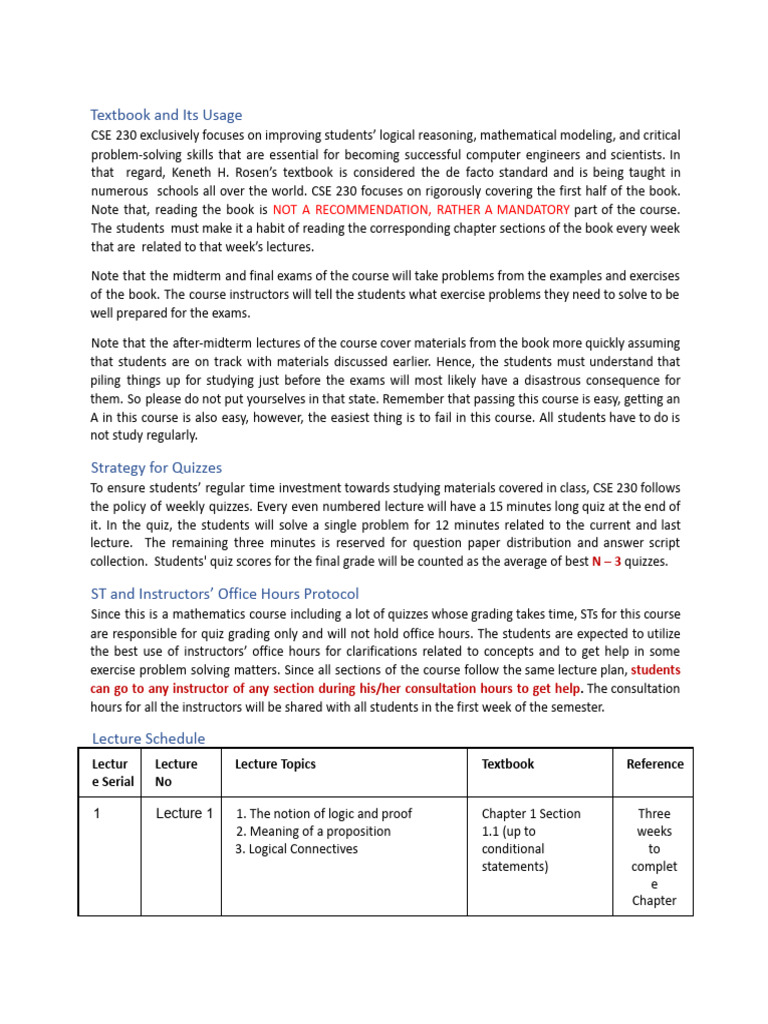 CSE 230 Discrete Mathematics Course Description | PDF | Set ...