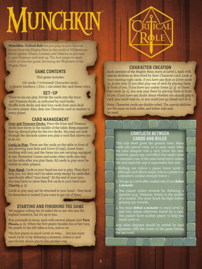 Critical Role Munchkin Rules | PDF