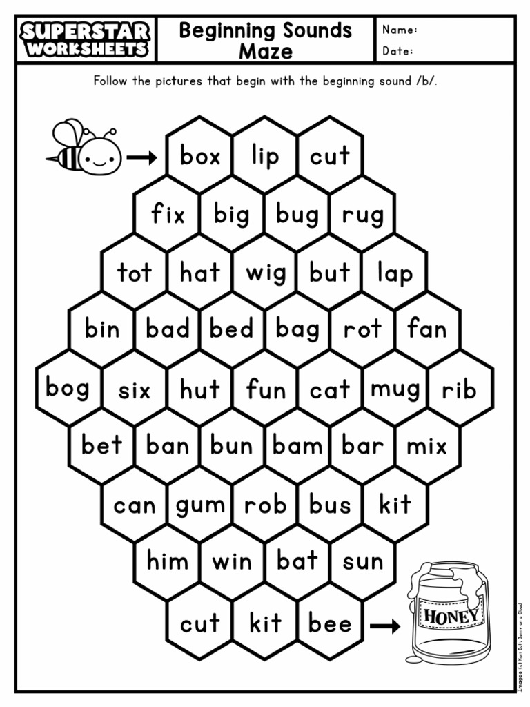 Honeucomb Beginning Sound Maze | PDF