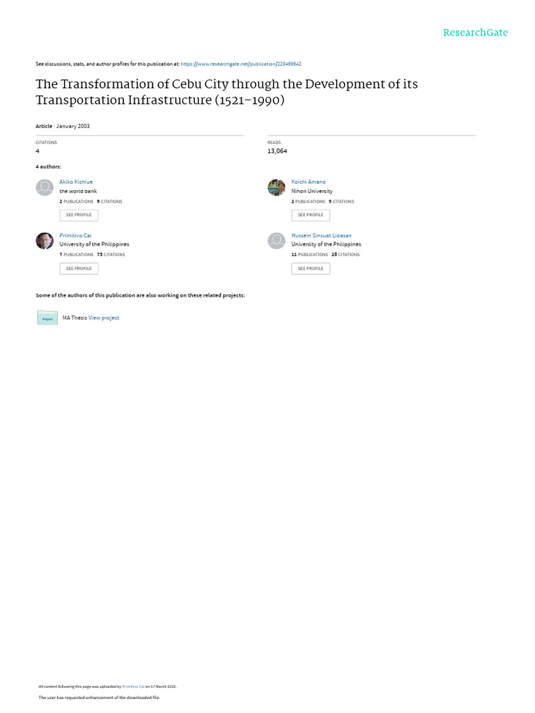 The Transformation of Cebu City Through The Development of Its ...