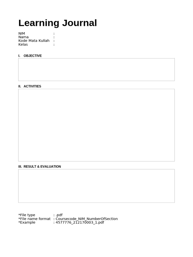Template Learning Journal | PDF
