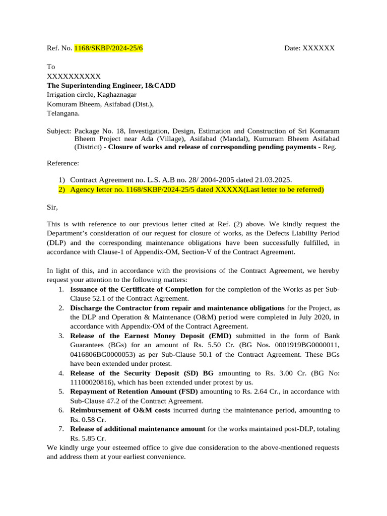 Draft Letter - Komaram Bheem | PDF | Private Law | Business Law