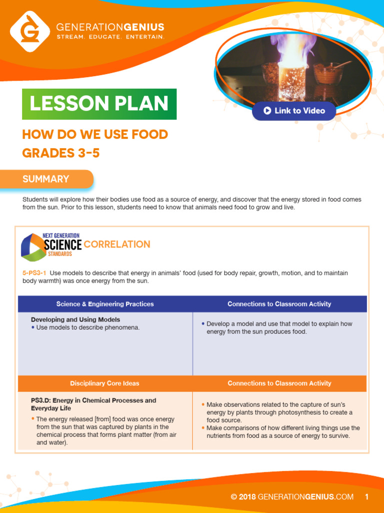 Energy from Food: A Lesson Plan | PDF | Foods | Plants
