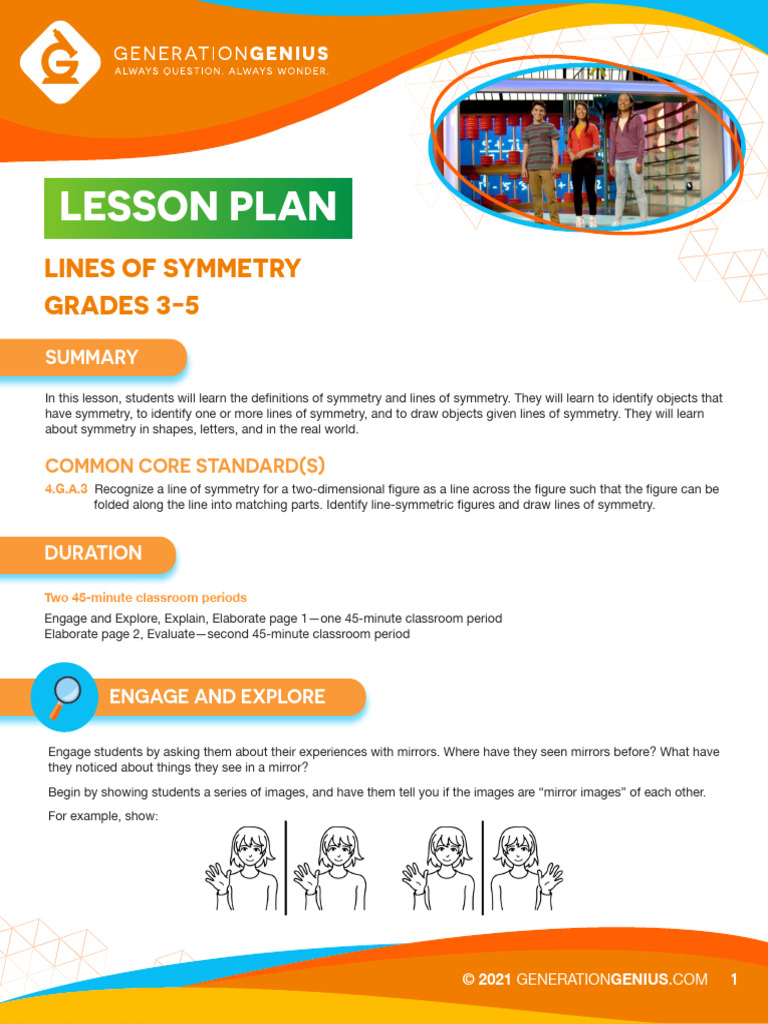 GG Lines of Symmetry LP 1 | PDF | Symmetry | Cognition