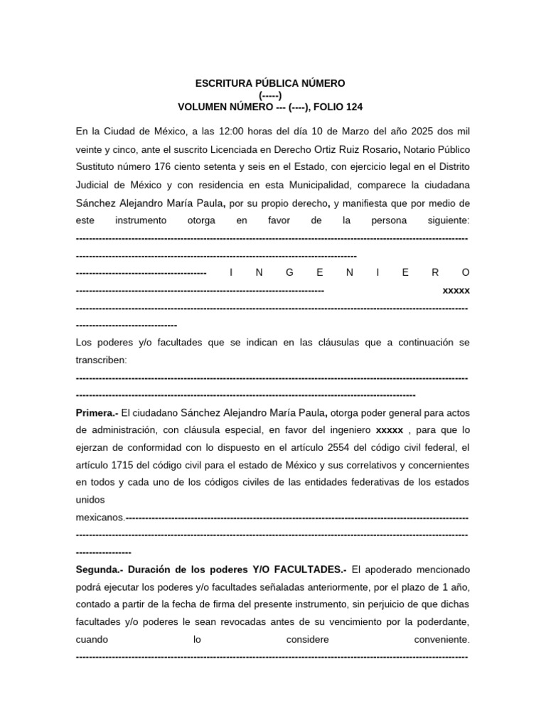 Poder Notarial para Administración | PDF | México